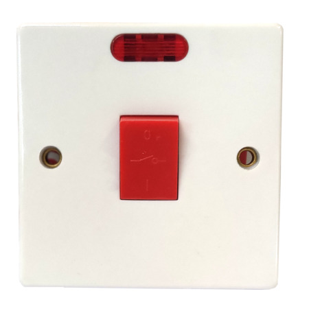 Double Pole, Pilot Light Switch, 45Amps 3x3 (CK452) [BRITISH GENERAL ...